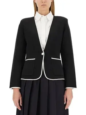 Thom Browne THOM BROWNE Single-Breasted Collarless Jacket Black