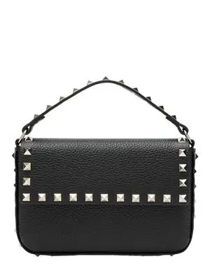 Valentino Garavani Rockstud Pouch In Grained Calfskin Leather - Black