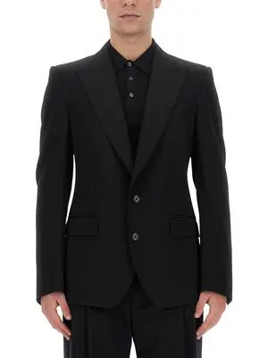 Dolce & Gabbana Single-breasted Virgin Wool Jacket - Black