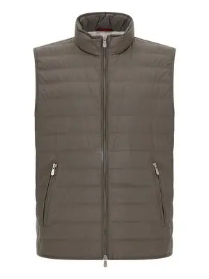 Brunello Cucinelli Quilted Technical Microfiber Vest - Green