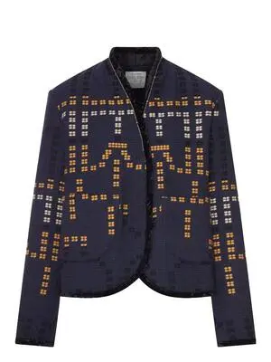 FORTE_FORTE Forte Forte Women Cropped Jacquard Jacket Blue
