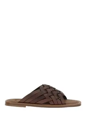 Miu Miu Woven Leather Sandals - Brown