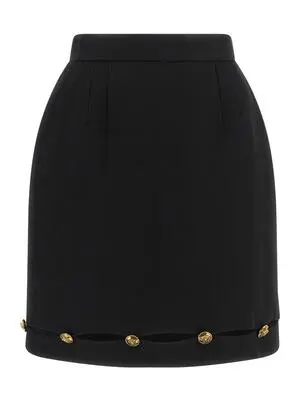 Versace Grain De Poudre Wool Skirt - Black
