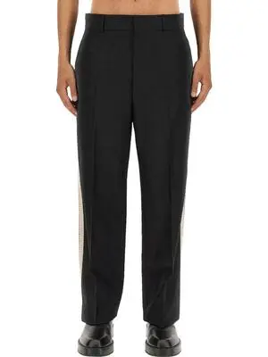 Palm Angels Regular Fit Trousers With Logo Band - Black