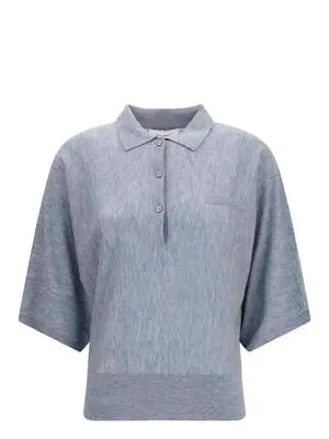 LISA YANG Norie Cashmere Polo Sweater - Gray