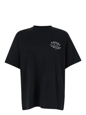 Amiri Amiri Men Black Crewneck T-Shirt With Amiri Arts District Logo Print In Cotton Man Multicolor