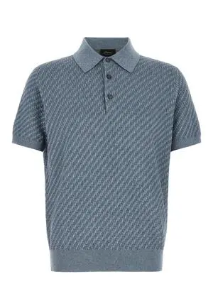 Brioni Trama' Weaving Polo - Blue