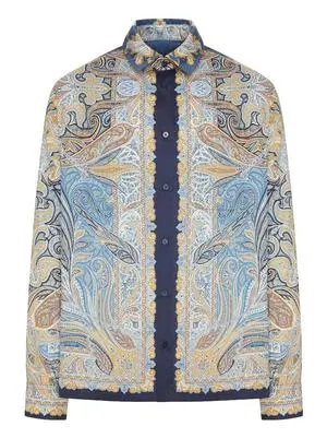 Etro Printed Cotton Shirt With Paisley Pattern - Blue