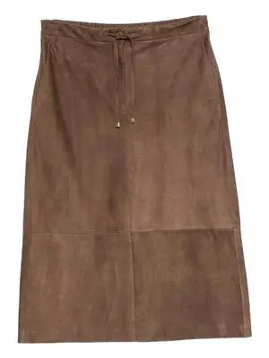 Max Mara S MAX MARA Suede Straight Skirt Brown