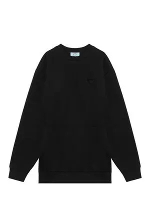 Prada Short Plush Dress With Logo Triangle - Black