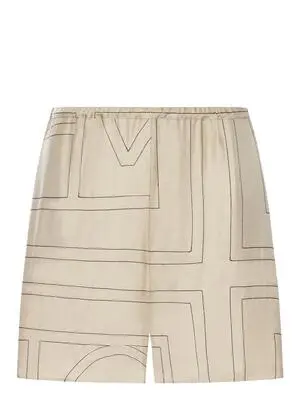 TOTEME Monogram Silk Shorts - Cream