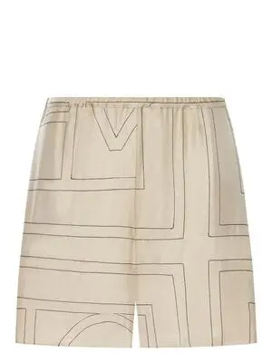 TOTEME TOTÊME Monogram Silk Shorts Cream