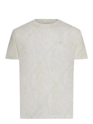 Etro Cotton T-shirt With Arnica Pattern - Cream