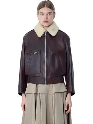 Bottega Veneta BOTTEGA VENETA Leather Blouson Jacket Brown