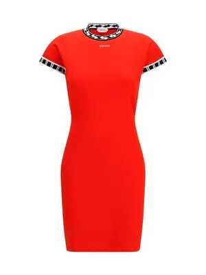 Versace Cotton Knit Mini Dress - Red