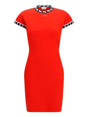 Versace Cotton Knit Mini Dress - Red