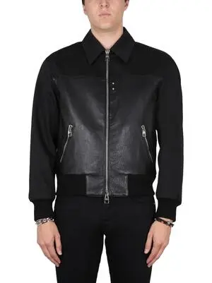 Alexander McQueen Leather Bomber Jacket - Black