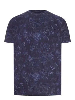 Etro Cotton Jersey T-shirt With Floral Paisley Pattern - Blue