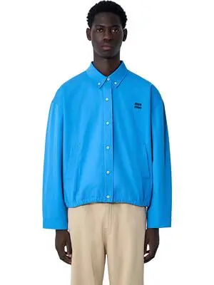 Miu Miu Logo Motif Blouson Jacket - Blue