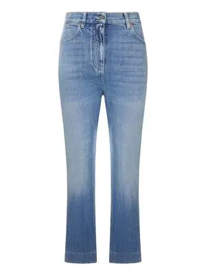 Valentino Garavani Denim Flared Leg Cropped Jeans - Blue