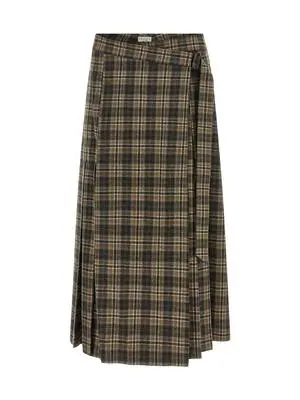 Brunello Cucinelli Tartan Skirt - Brown