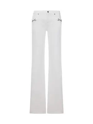 Gucci White Flare Jeans With Clamps - Multicolor