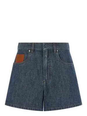 Fendi Chambray Denim Shorts - Blue