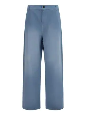 Miu Miu Miu Miu Garment-Dyed Wide-Leg Pants Blue