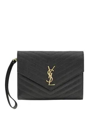 Saint Laurent Leather Clutch - Black