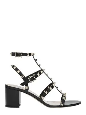 Valentino Garavani Rockstud Calfskin Leather Sandals - Black