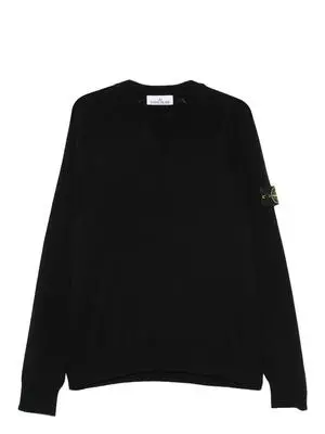 Stone Island Crewneck Wool Blend Sweater - Black