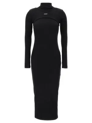 Off-White Off Stamp Rib Long Dress - Black