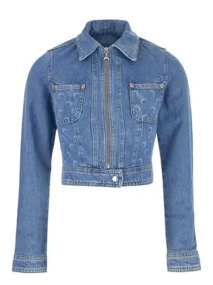 MARINE SERRE Denim Cropped Jacket - Multicolor