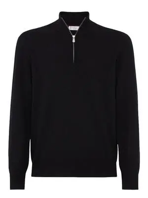 Brunello Cucinelli BRUNELLO CUCINELLI Cashmere Quarter Zip Jumper Black