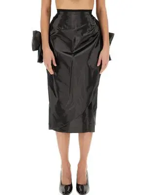 MAISON MARGIELA Bow Detail Midi Skirt - Black