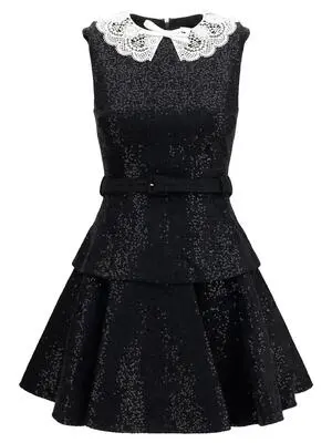 SELF-PORTRAIT Sequin Bouclé Mini Dress - Black