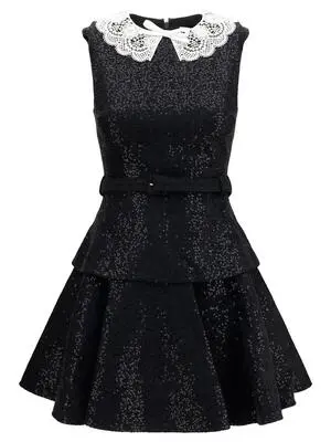 SELF-PORTRAIT Sequin Bouclé Mini Dress - Black
