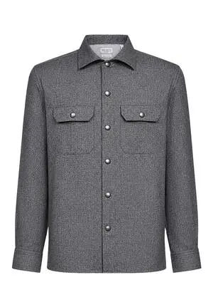 Brunello Cucinelli Virgin Wool Flannel Shirt Jacket - Gray
