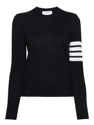 Thom Browne Wool 4-bar Relaxed Pullover - Blue