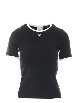 COURREGES Signature Contrast T-shirt - Black