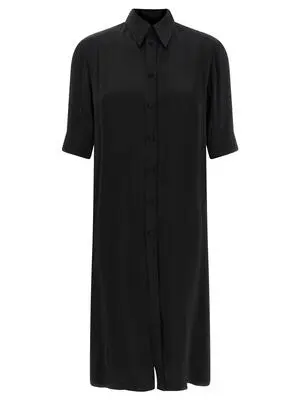 JIL SANDER Fluid Viscose Long Shirt - Black