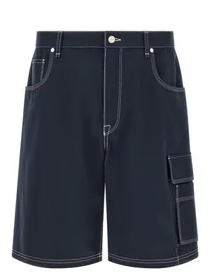 Fendi Cotton Canvas Cargo Bermuda Shorts - Blue