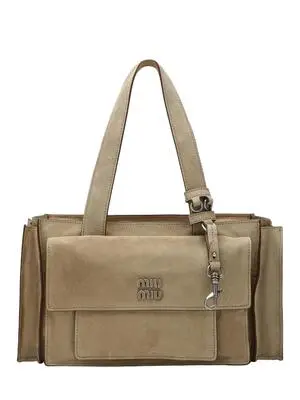 Miu Miu Ecru Suede Utilitaire Satchel - Cream