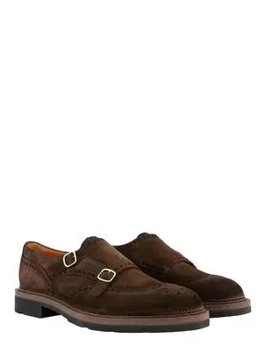Santoni Suede Monk Shoes - Brown