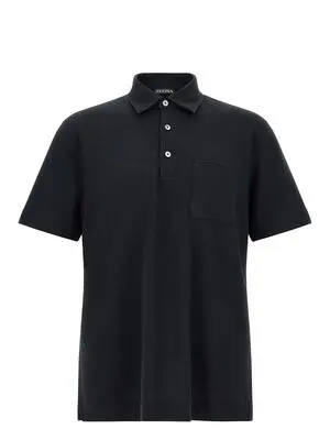 Zegna Polo Shirt With Pocket - Blue