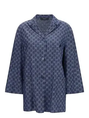 Gucci Gg Jacquard Cotton Jacket - Blue