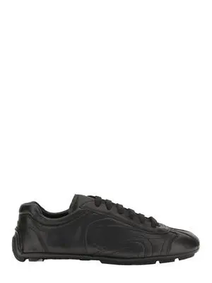 Prada Leather Lace-up Sneakers - Black