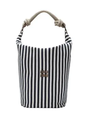 Miu Miu Striped Canvas Bag - Blue