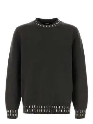 Fendi Charcoal Wool Blend Sweater - Gray