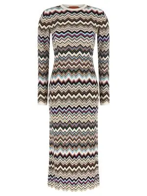 Missoni Zigzag Chevron Knit Midi Dress - Multicolor